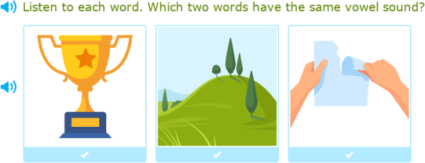 IXL - Which two words have the same vowel sound? (Reception English ...