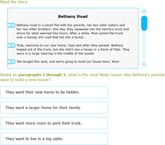 IXL - Read realistic fiction: set 1 (Grade 3 English practice)