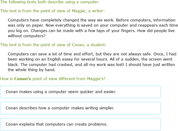 IXL - Distinguish points of view (Grade 4 English practice)