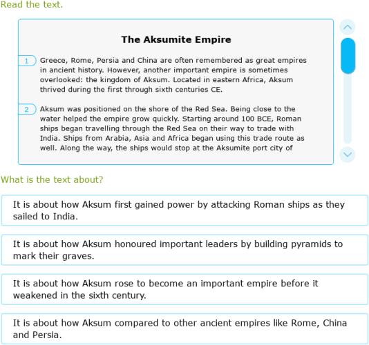 IXL - Read about history (Grade 5 English practice)
