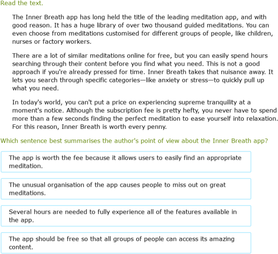IXL - Determine the author's point of view (Grade 7 English practice)