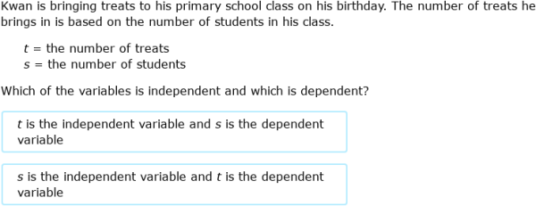 IXL - Identify independent and dependent variables (Grade 10 maths ...