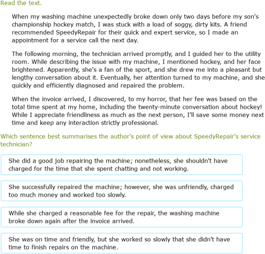 IXL - Determine the author's point of view (Grade 8 English practice)