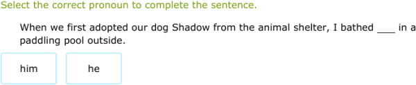 IXL - Choose between subject and object pronouns (Grade 8 English practice)