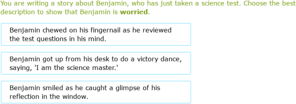 IXL - Show character emotions and traits (Grade 5 English practice)