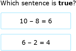 IXL - Subtraction sentences: true or false? (Grade 1 maths practice)