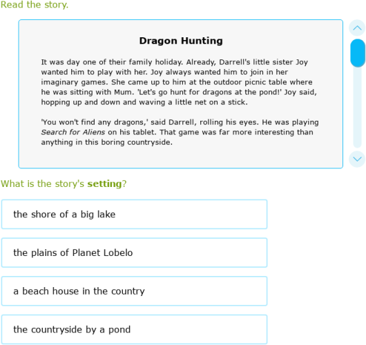 IXL - Identify story elements (Grade 3 English practice)
