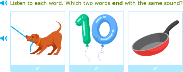 IXL - Which two words end with the same sound? (Grade 1 English practice)