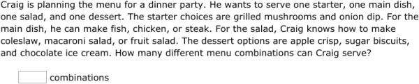 IXL - Combinations (Grade 5 maths practice)