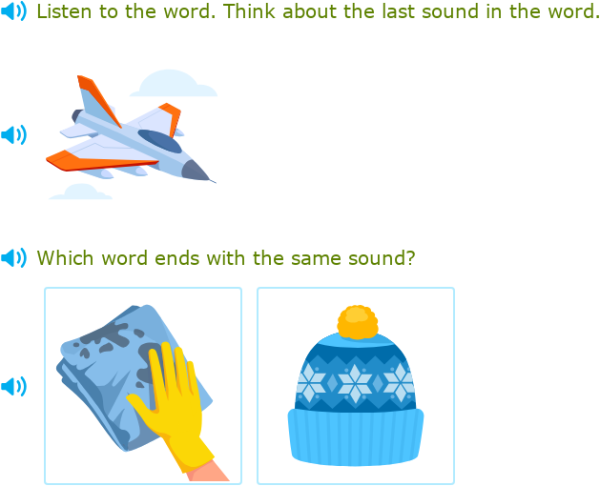 IXL - Which word ends with the same sound? (Preschool English practice)
