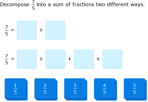 IXL - Decompose fractions multiple ways (Grade 5 maths practice)