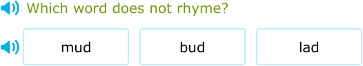 IXL - Which word does not rhyme? (Reception English practice)
