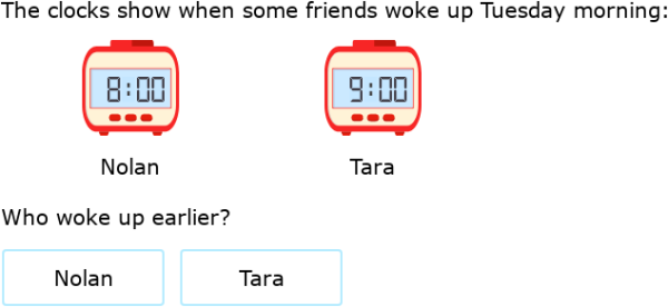 IXL - Compare clocks (Grade 1 maths practice)