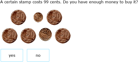 IXL - Purchases - do you have enough money - up to R1 (Grade 2 maths ...