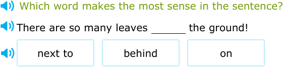 IXL - Select the best preposition to complete the sentence (Grade 1 ...