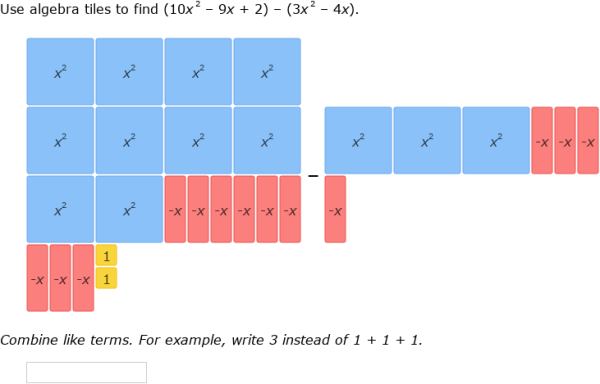 IXL - Add and subtract polynomials using algebra tiles (Grade 8 maths ...