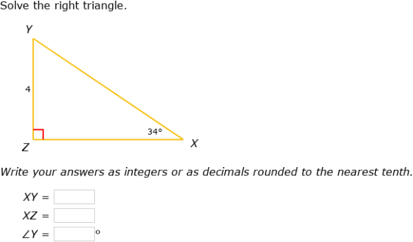 IXL - Solve a right triangle (Grade 10 maths practice)