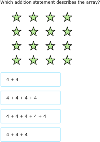 IXL - Identify repeated addition for arrays - sums to 25 (Grade 2 maths ...