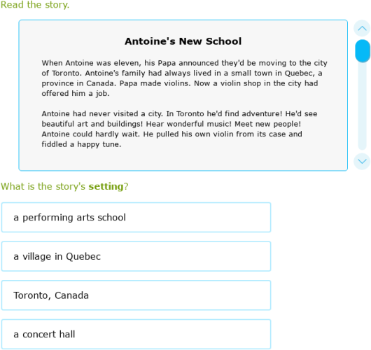 IXL - Identify story elements (Grade 4 English practice)