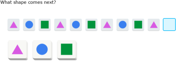 IXL - Find the next shape in a repeating pattern (Grade 6 maths practice)