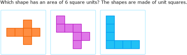 IXL - Select figures with a given area (Grade 4 maths practice)