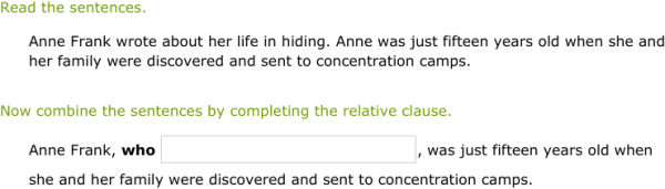 IXL - Combine sentences using relative clauses (Grade 7 English practice)
