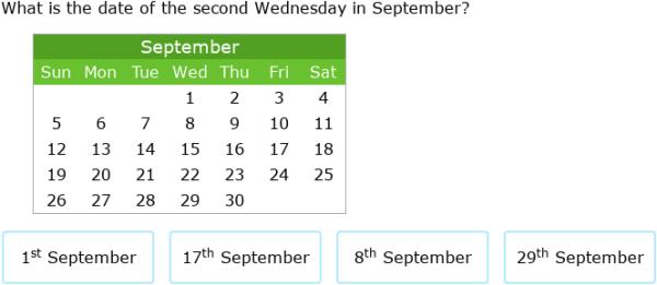 IXL - Read a calendar (Grade 2 maths practice)