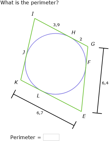 IXL - Perimeter of polygons with an inscribed circle (Grade 11 maths practice)