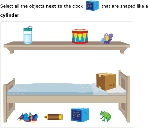 IXL - Beside and next to - find solid figures (Reception maths practice)
