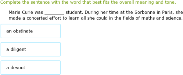 IXL - Choose the word whose connotation and denotation best match the ...