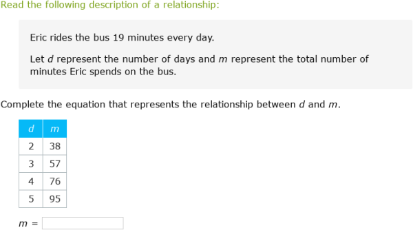 IXL - Write a two-variable equation (Grade 4 maths practice)