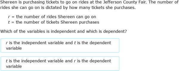 IXL - Identify independent and dependent variables (Grade 7 maths practice)