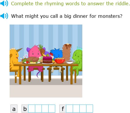IXL - Spell rhyming words to answer riddles (Grade 3 English practice)
