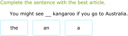 IXL - Use the correct article: a, an or the (Grade 3 English practice)
