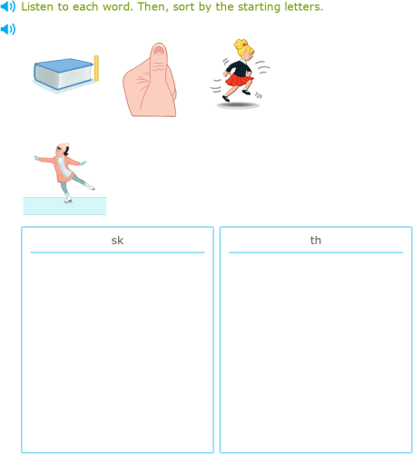 IXL - Sort by initial consonant blend or digraph (Grade 1 English practice)
