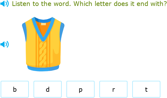 IXL - Which letter does the word end with? (Grade 1 English practice)