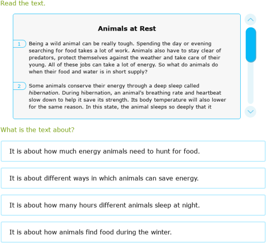 IXL - Read about science and nature (Grade 4 English practice)