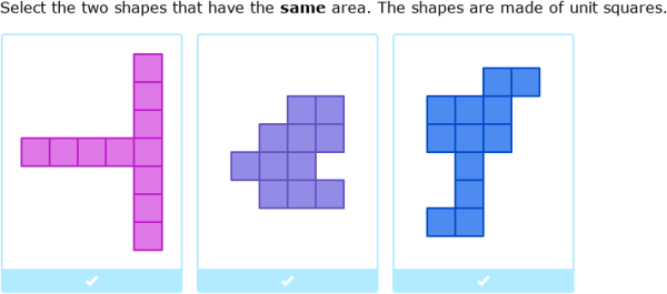 IXL - Select two figures with the same area (Grade 4 maths practice)