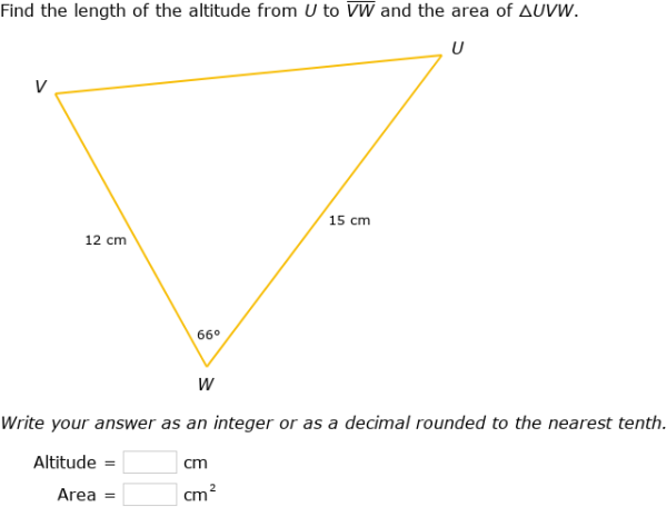 IXL - Area of a triangle: sine formula (Grade 11 maths practice)