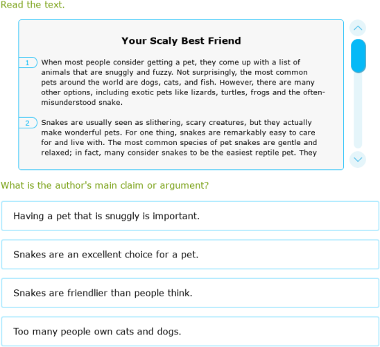 IXL - Trace an argument (Grade 6 English practice)