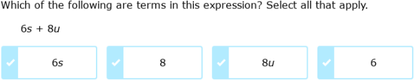 IXL - Identify terms and coefficients (Grade 6 maths practice)