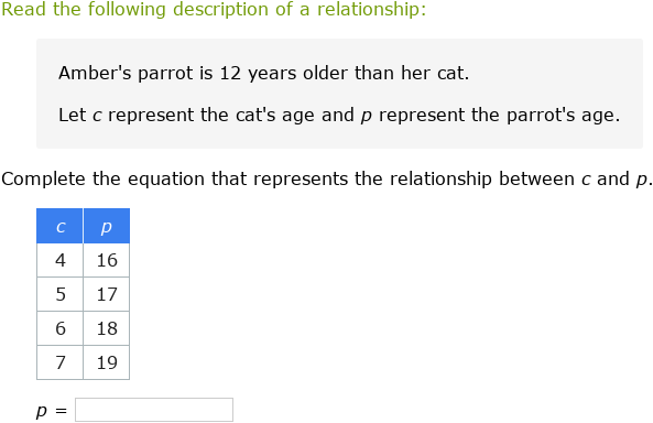 IXL - Write a two-variable equation (Grade 7 maths practice)