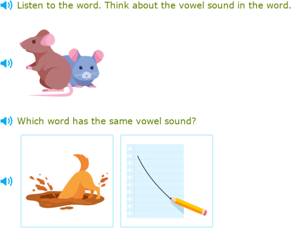IXL - Find the word with the same vowel sound (Reception English practice)