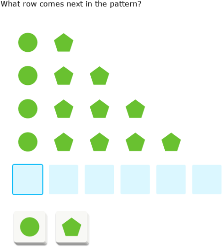 IXL - Find the next row in a growing pattern of shapes (Grade 5 maths practice)