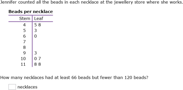 IXL - Interpret stem-and-leaf plots (Grade 7 maths practice)