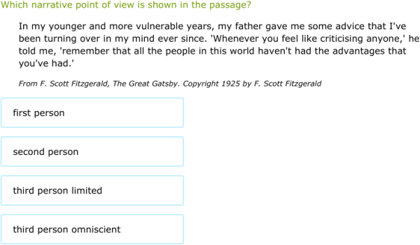 IXL - Identify the narrative point of view (Grade 9 English practice)
