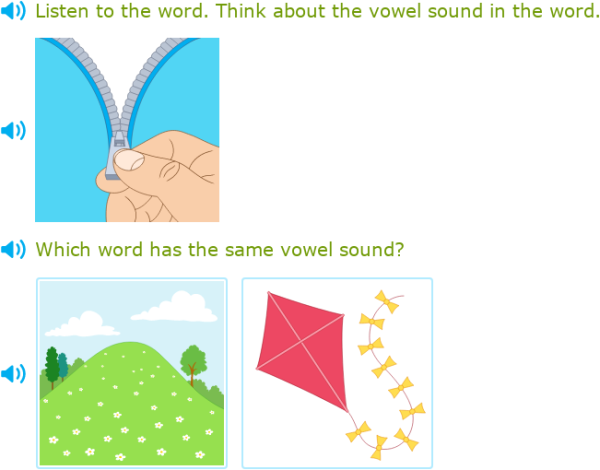 IXL - Find the word with the same vowel sound (Reception English practice)