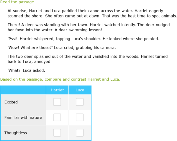IXL - Compare and contrast characters (Grade 5 English practice)