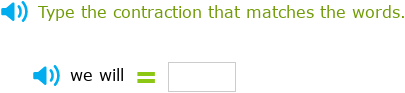 IXL - Form pronoun-verb contractions (Grade 2 English practice)