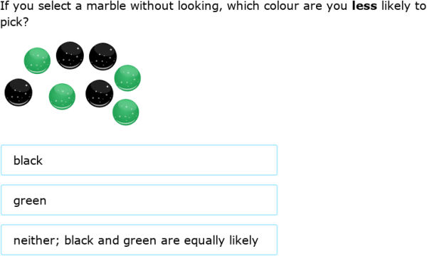 IXL - More, less and equally likely (Grade 1 maths practice)